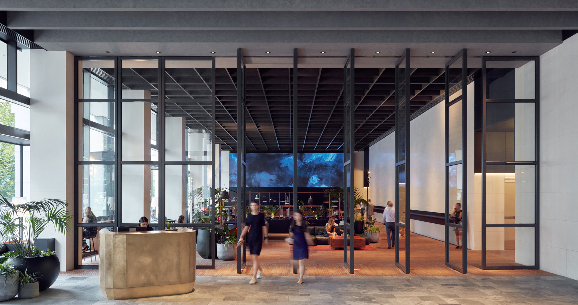 Custom made bricks transform 2 Southbank lobby into a place of the future