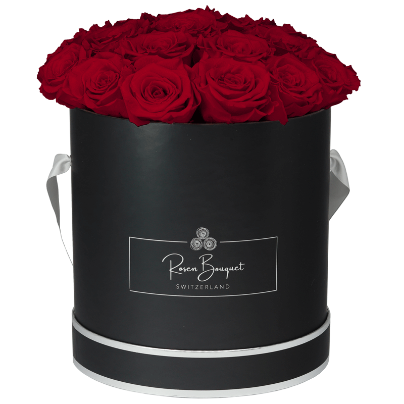 Schwarze Rosenbox / XL / Dunkelrote Rosen | RosenBouquet.ch