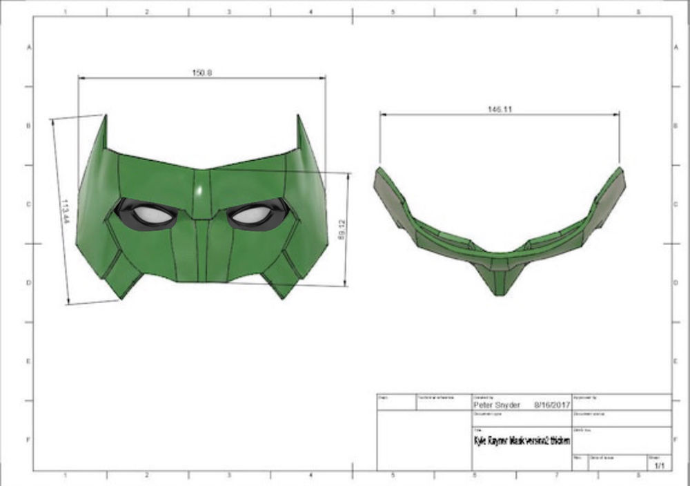 Kyle Rayner Green Lantern mask with white eyes like wolverine mask | Do3D