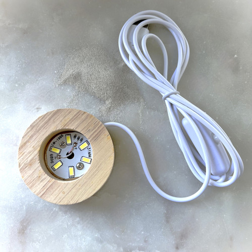 Wooden USB White Light Sphere Holder | Crystal Mission