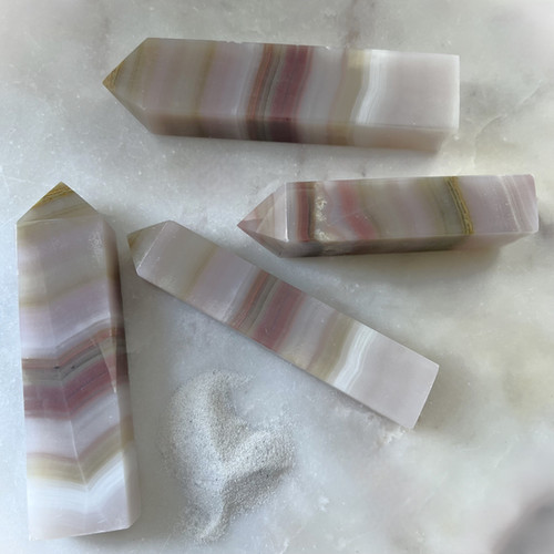 Pink Banded Calcite Pillar Tower | Crystal Mission