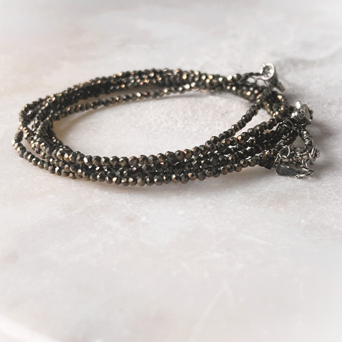 Pyrite Faceted Micro Bead Necklace | Crystal Mission