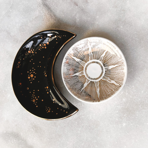 Ceramic Sun and Moon Display Plate Set | Crystal Mission