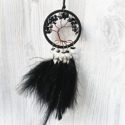 Black Obsidian Tree of Life Dreamcatcher | Crystal Mission