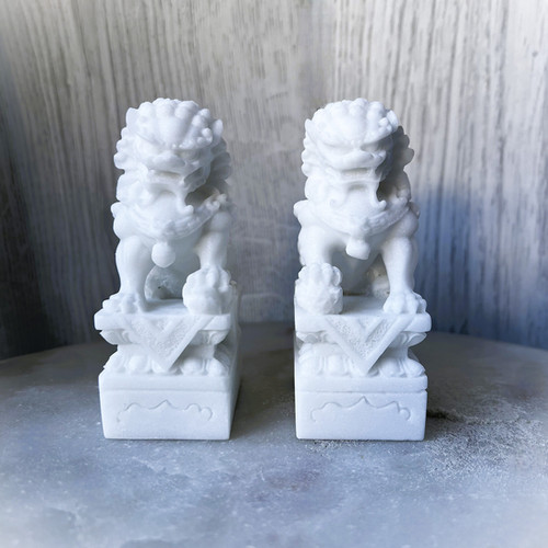 White Jade Guardian Lions | Crystal Mission