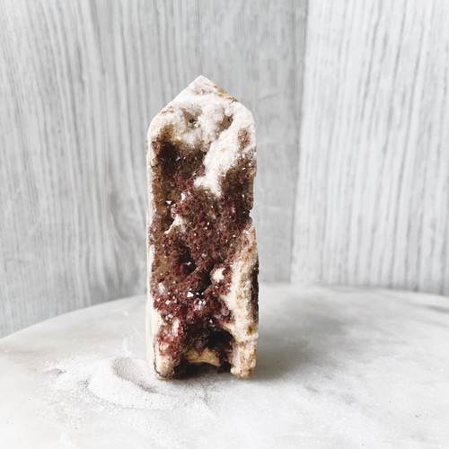 Druzy Red Hematoid Quartz Tower | Crystal Mission