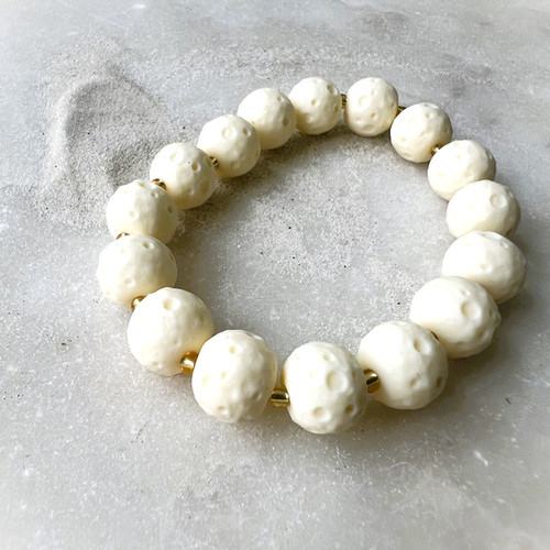 Tagua Nut Moon Bead Bracelet | Crystal Mission
