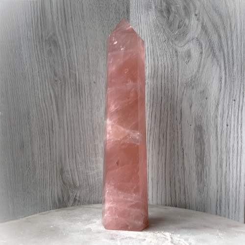 X Large Peach Rose Quartz Tower | Crystal Mission