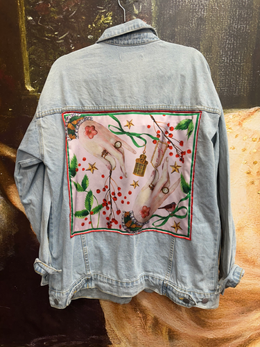 Trelise reworked fabric denim jacket size 10-14 | redtrinity