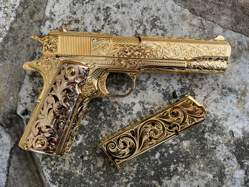 Colt 1911 24k Gold Engraved | My Site