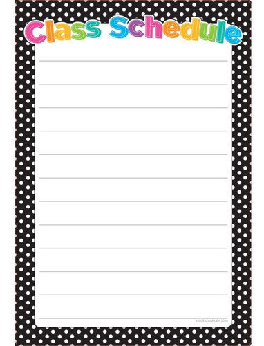 B&W Polka Dots Class Schedule Chart/Poly | Terrific Teaching To