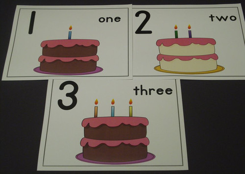 Birthday Cake with Candles Number Flashcards 0-10 | Terrific Teaching To