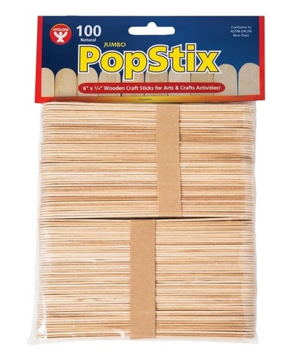 Natural Craft Wood Popstix, Jumbo - 6 Inch, 100 ct. | Terrific Teaching To