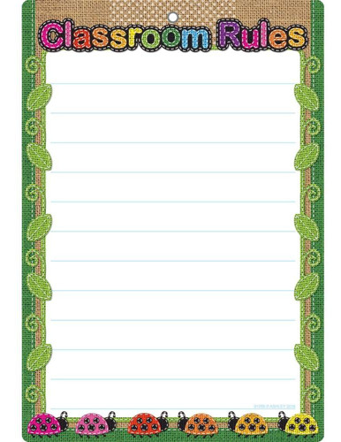 Burlap Stitched Classroom Rules Chart/Poly | Terrific Teaching To