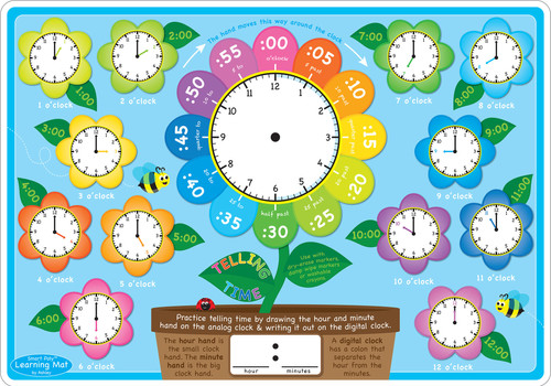Telling Time Smart Poly™ Learning Mat | Terrific Teaching To