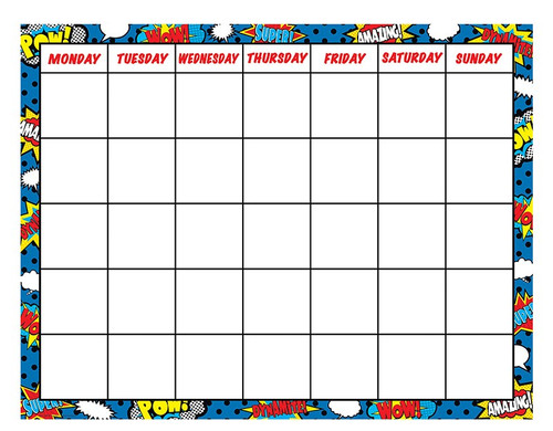 Superhero Calendar Chart | Terrific Teaching To