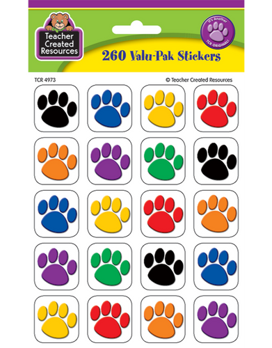 Colorful Paw Prints Stickers Valu-Pak | Terrific Teaching To