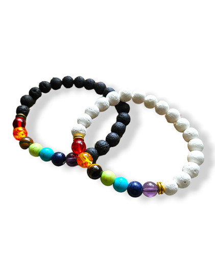 Black or White Lava Chakra Bracelets | Blac Rainbow