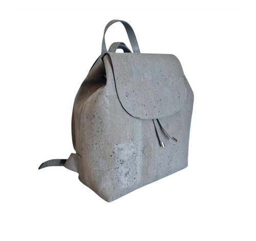 Chic Gray Backpack Purse, 100% Soft Natural Cork, Drawstring | Amari Jade