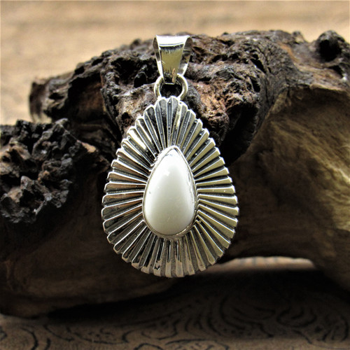 Navajo Sterling Silver and White Buffalo Teardrop Pendant by Charlie ...