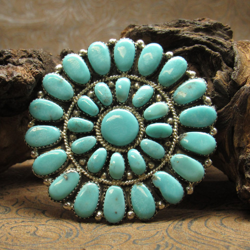 Navajo Sterling Silver Turquoise Cluster Pin/Pendant by Juliana ...