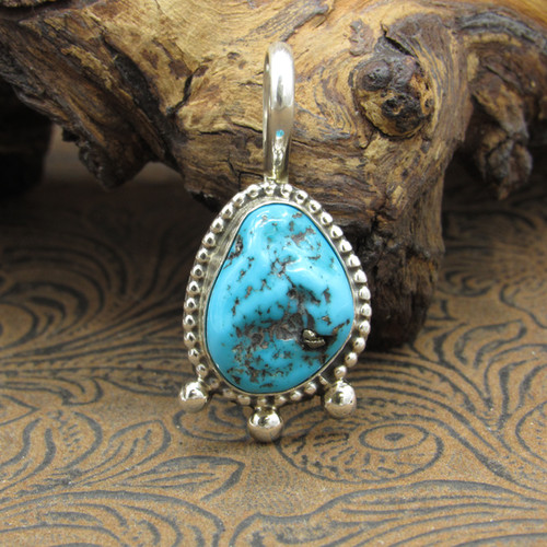Small Raised Turquoise Nugget Pendant With Silver Accented Border | Mac ...