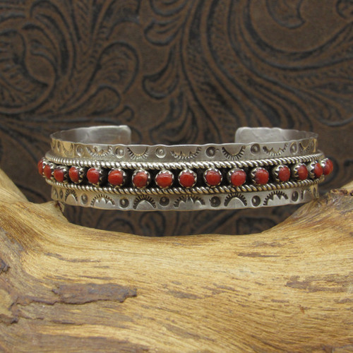 Zuni Coral Snake Eye Sterling Silver Cuff By Jason & Pearl Ukestine ...