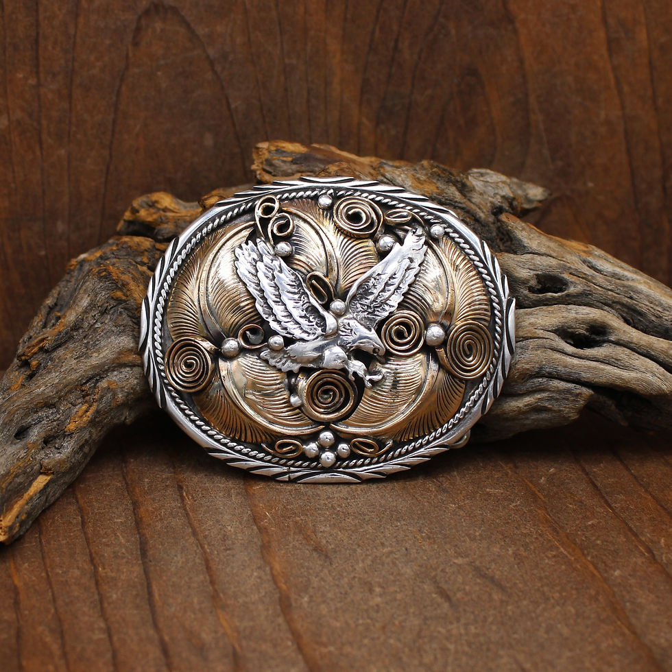 Vintage Sterling Silver Eagle Belt Buckle with Gold Filled Detail | Mac ...
