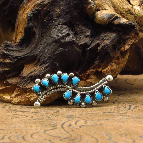 Sterling Silver Simple "S" Curve Pin With Turquoise Teardrops | Mac's ...