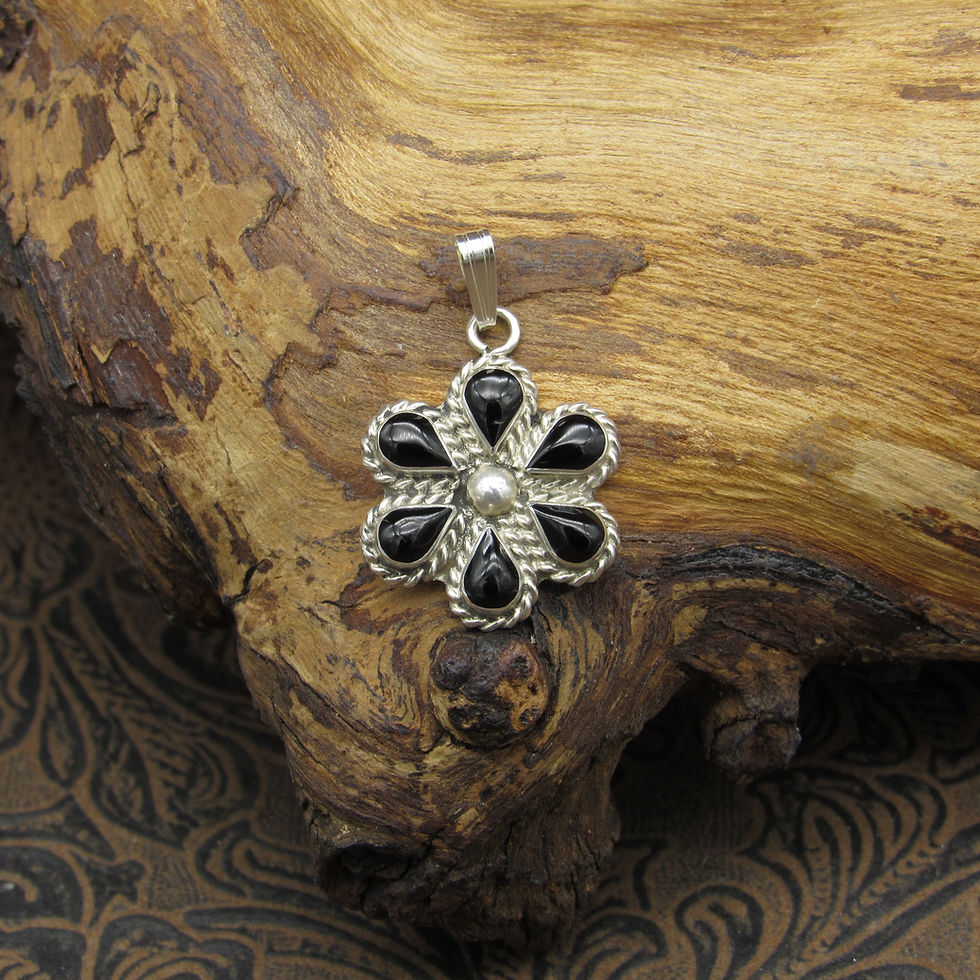 Zuni Sterling Silver Multi-Stone Onyx Flower Pendant With Beautiful ...