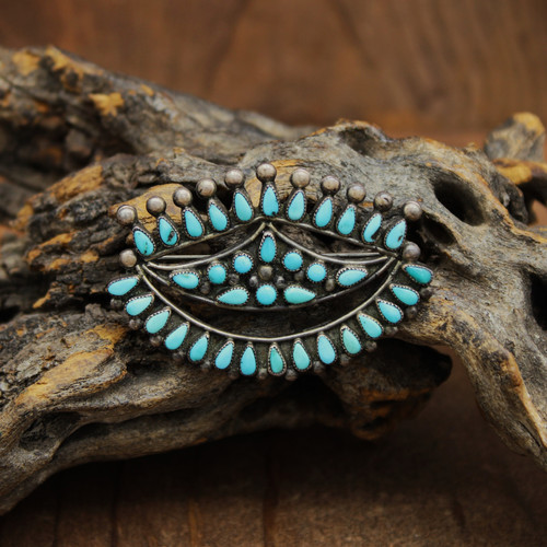 Special Vintage Sterling Silver and Turquoise Zuni Pin | Mac's Indian ...