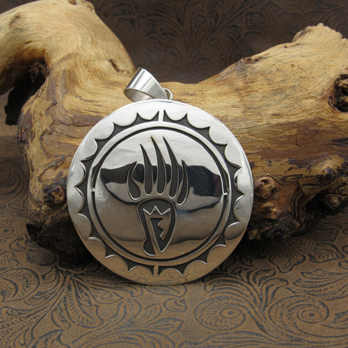 Navajo Sterling Silver Badger Paw Overlay With Oxidized Background ...