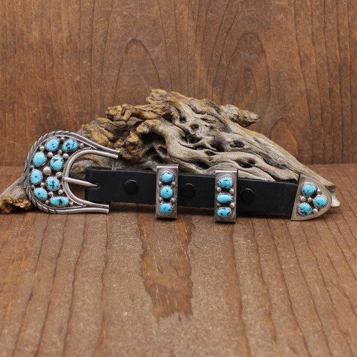 Sterling Silver Turquoise Cluster Ranger Buckle Set by Tommy Moore ...