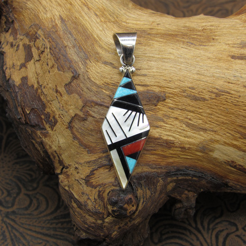 Sterling Silver Multi-Stone Zuni Inlay Pendant | Mac's Indian Jewelry