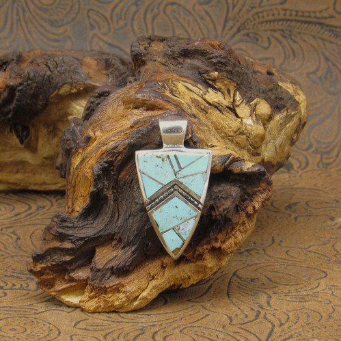 *Arrowhead Shaped Navajo Turquoise Inlay Sterling Silver Pendant | Mac ...