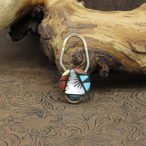 Sterling Silver Triangle Inlay Keychain | Mac's Indian Jewelry
