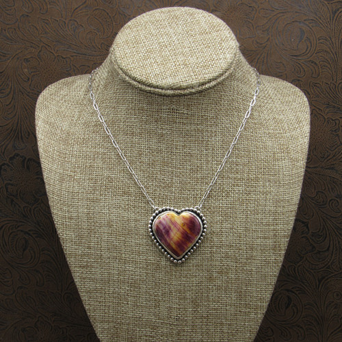 Sterling Silver Heart Shaped Spiny Oyster Stone Necklace By Jose Campos ...