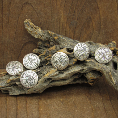 Set of 6 Sterling Silver Button Covers | Mac's Indian Jewelry