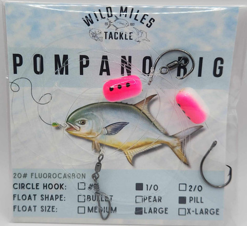 Large Pill Float Pompano Rig - Pink and White with Dots | Wild Miles Tackle