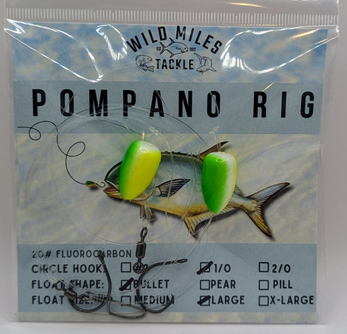 Large Bullet Float Pompano Rig - Green/Yellow | Wild Miles Tackle