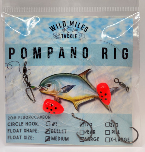 Medium Bullet Float Pompano Rig - Red-Orange with Dots | Wild Miles Tackle