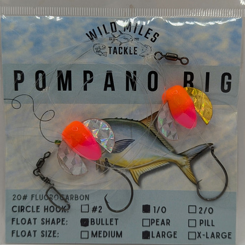 Large Winged Bullet Float Pompano Rig -Pink/Orange | Wild Miles Tackle