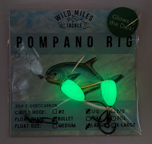 Glow in the Dark Large Bullet Float Pompano Rig - Green | Wild Miles Tackle