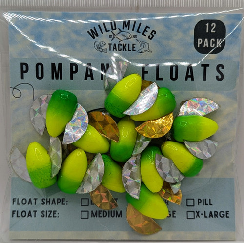 Large Winged Bullet Floats - Green/Yellow | Wild Miles Tackle