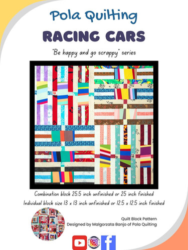 Racing Cars Block Pattern by Pola Quilting | Pola Quilting