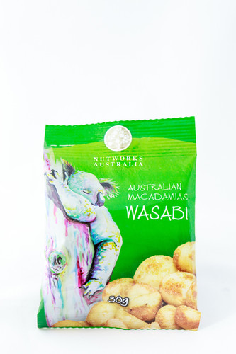Wasabi Macadamia Nuts box of 50 packs by 30g | Macadamia Sales