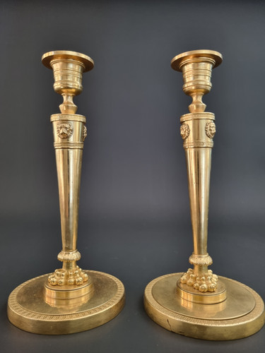 Grande paire de flambeaux d'époque Empire. | Mon Antiquaire