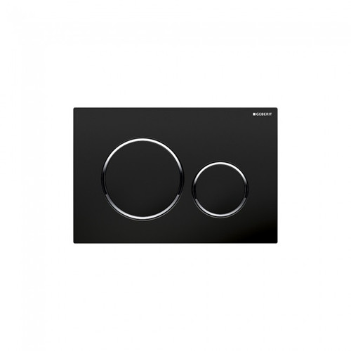 Geberit Sigma 20 Round Dual Flush Push Plate - Black w/ Bright Rings ...