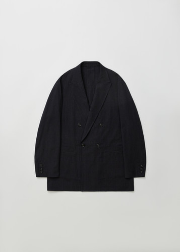 【25SS】ULTERIOR SILK WOOL STRIPED OX DB JKT - DARK NAVY | NOUVERTEmagazine