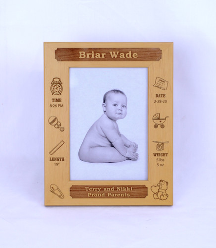 Wooden 5x7 Birth Record Frame | Engraver of Seymour